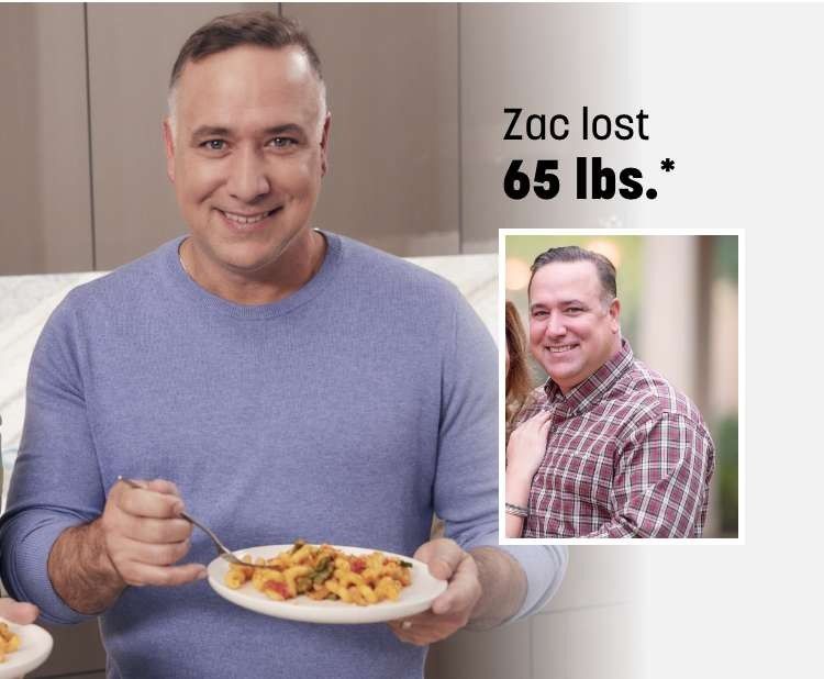 before and after of Zac who lost 65 pounds